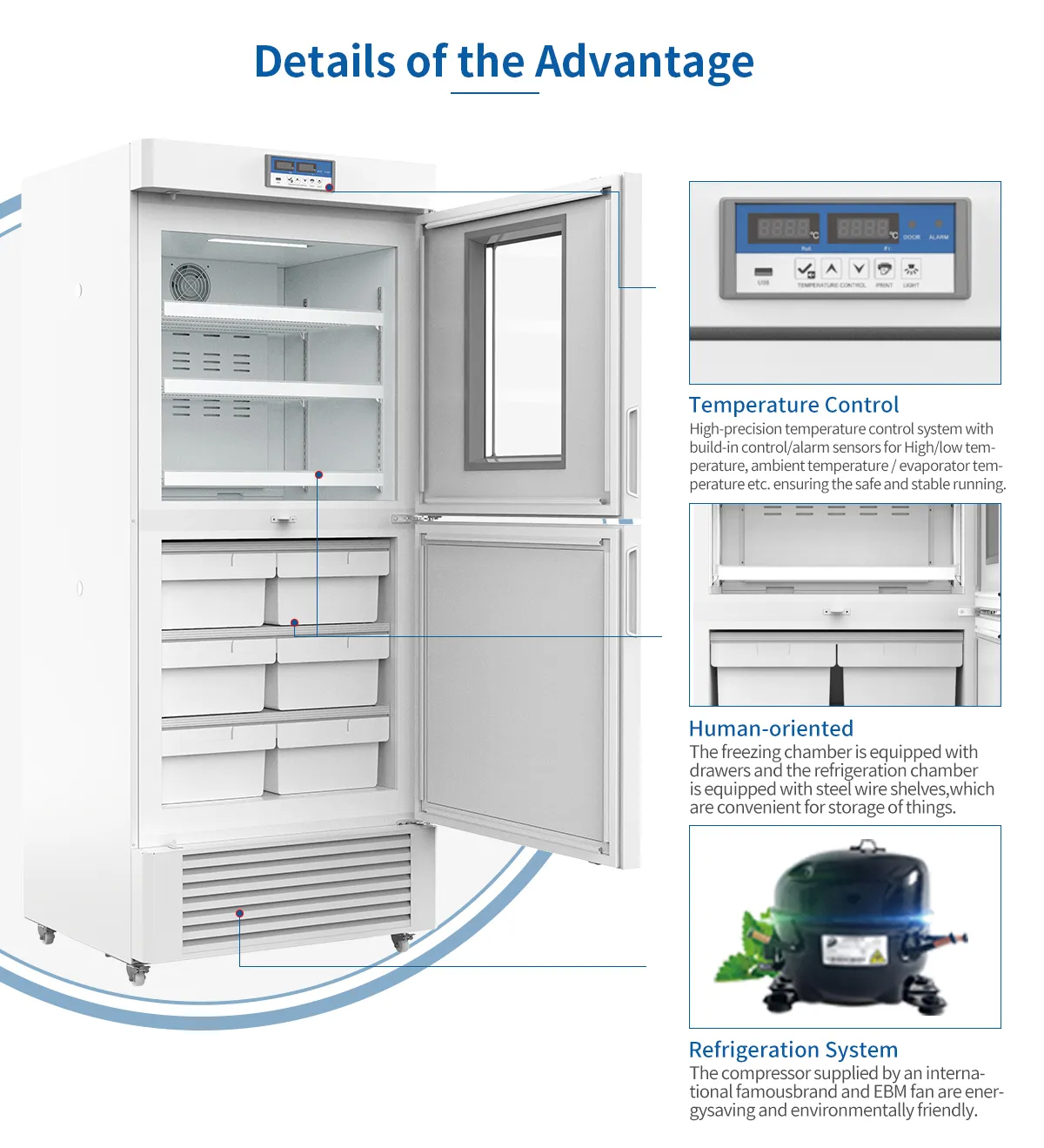 Double Door Lab Freezer and Combination Refrigerator